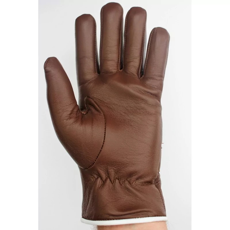 Gants en cuir hiver de couleur marron pour homme - Ganterie Laura