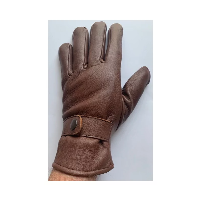 Gants en cuir hiver de couleur marron pour homme - Ganterie Laura