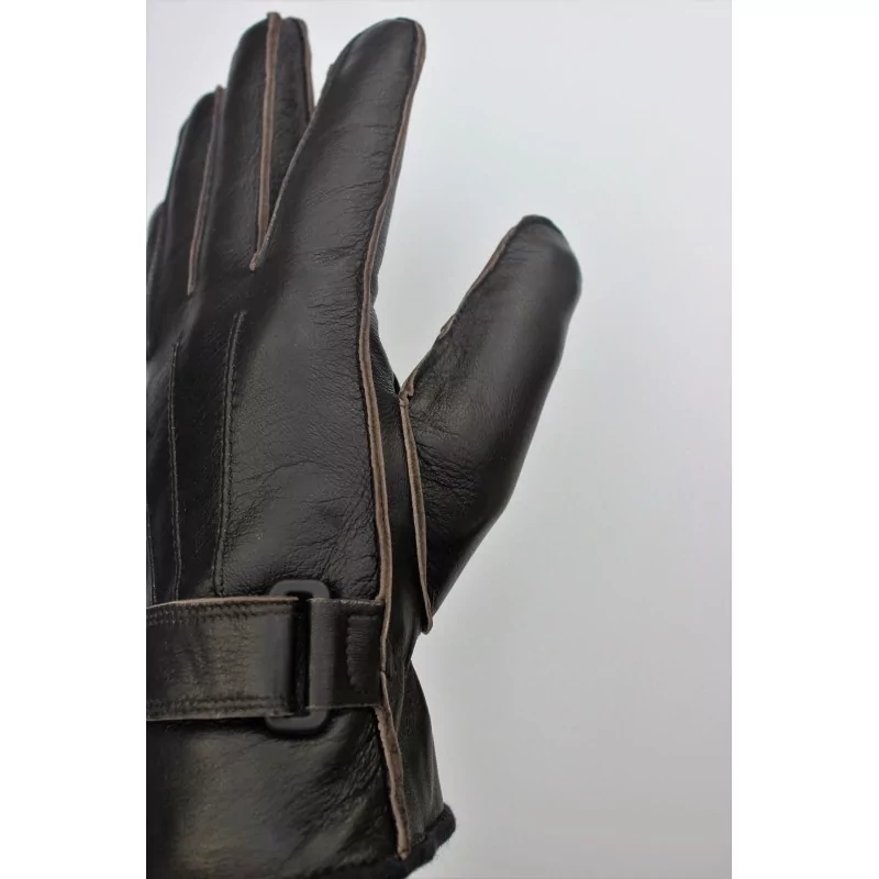 Gants en cuir d'hiver, 100% mouton, de couleur marron foncé pour les hommes