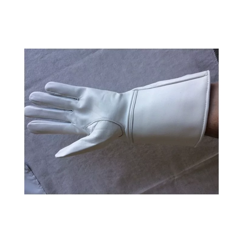 Gants en cuir blanc avec manchette- Ganterie Laura