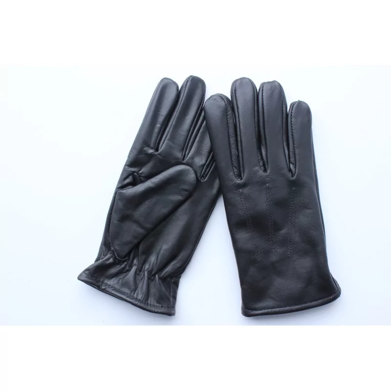 Gants en cuir d'hiver homme de couleur noire - Gants cuir Ganterie Laura