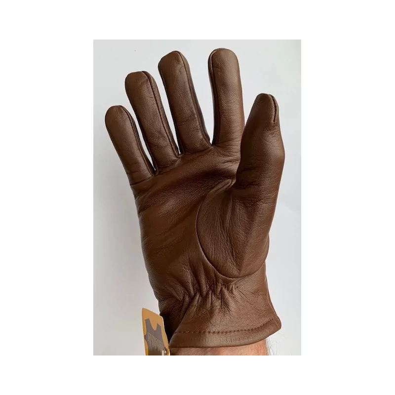 Gants en cuir doublés pour hommes de couleur marron - Ganterie Laura